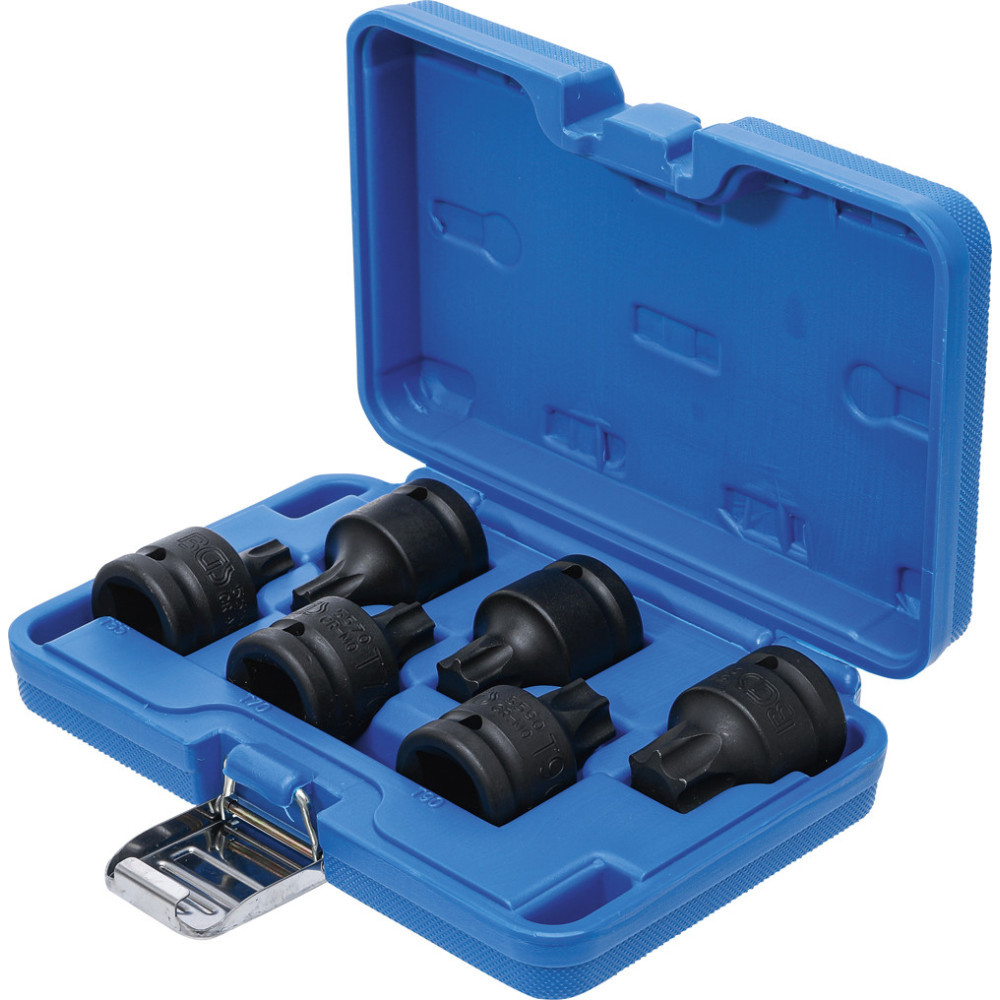 Jeu de douilles à embouts à choc - 20 mm (3/4") - Profil T (pour Torx Plus) T55 - T100 - 6 ...