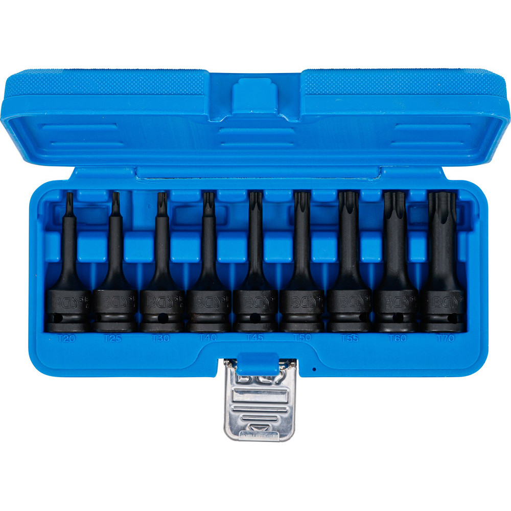 Jeu de douilles à embouts à choc - 12,5 mm (1/2") - Profil T (pour Torx Plus) T20 - T70 - 9 ...