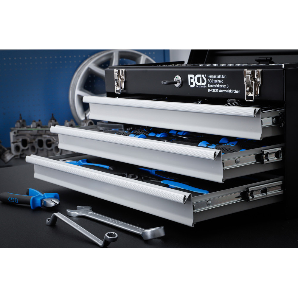 Caisse à outils métallique - 3 tiroirs - avec 143 outils| Prix discount ...